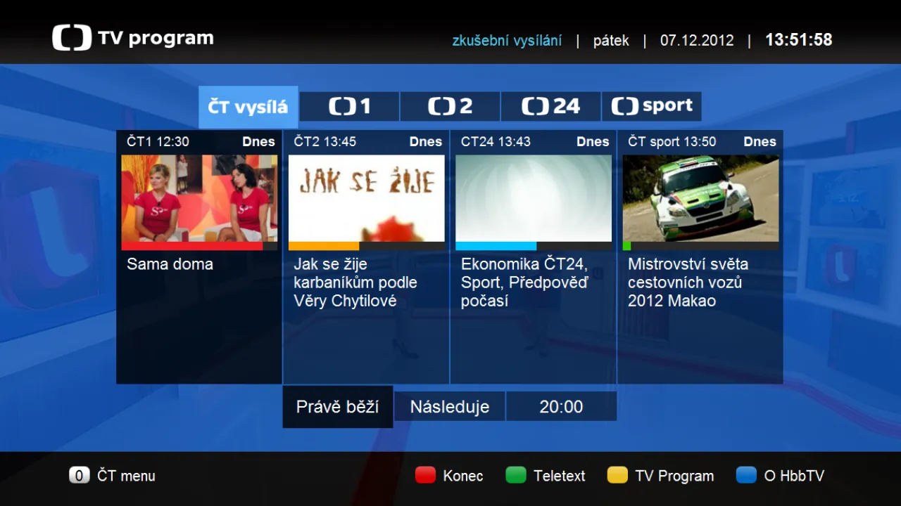 Česká televize spustila TV program pro HbbTV — ČT24 — Česká televize