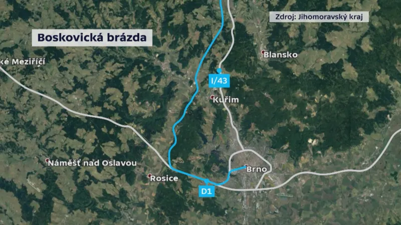 Jihomoravský kraj chce vést D43 přes Brno-Bystrc. Doporučila to nová ...