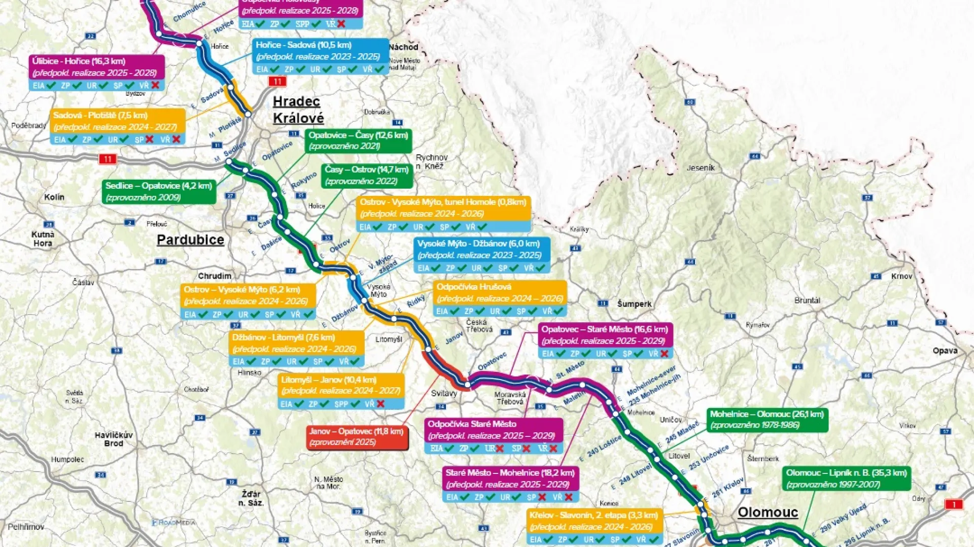 Začala stavba dalšího úseku D35, vytvoří obchvat Vysokého Mýta — ČT24 ...